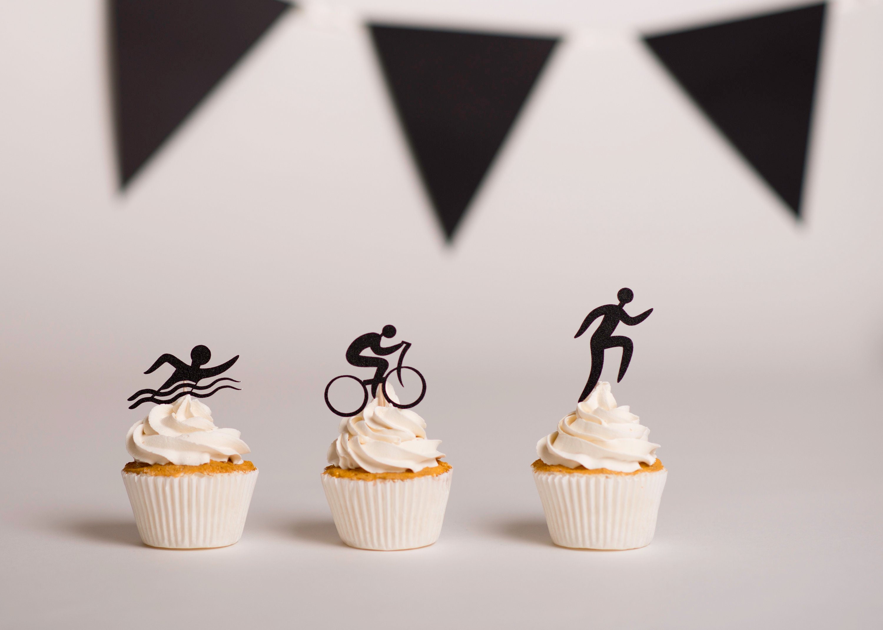 Triathlon Cupcake Toppers Triathlon Birthday Cake Decoration | Etsy UK