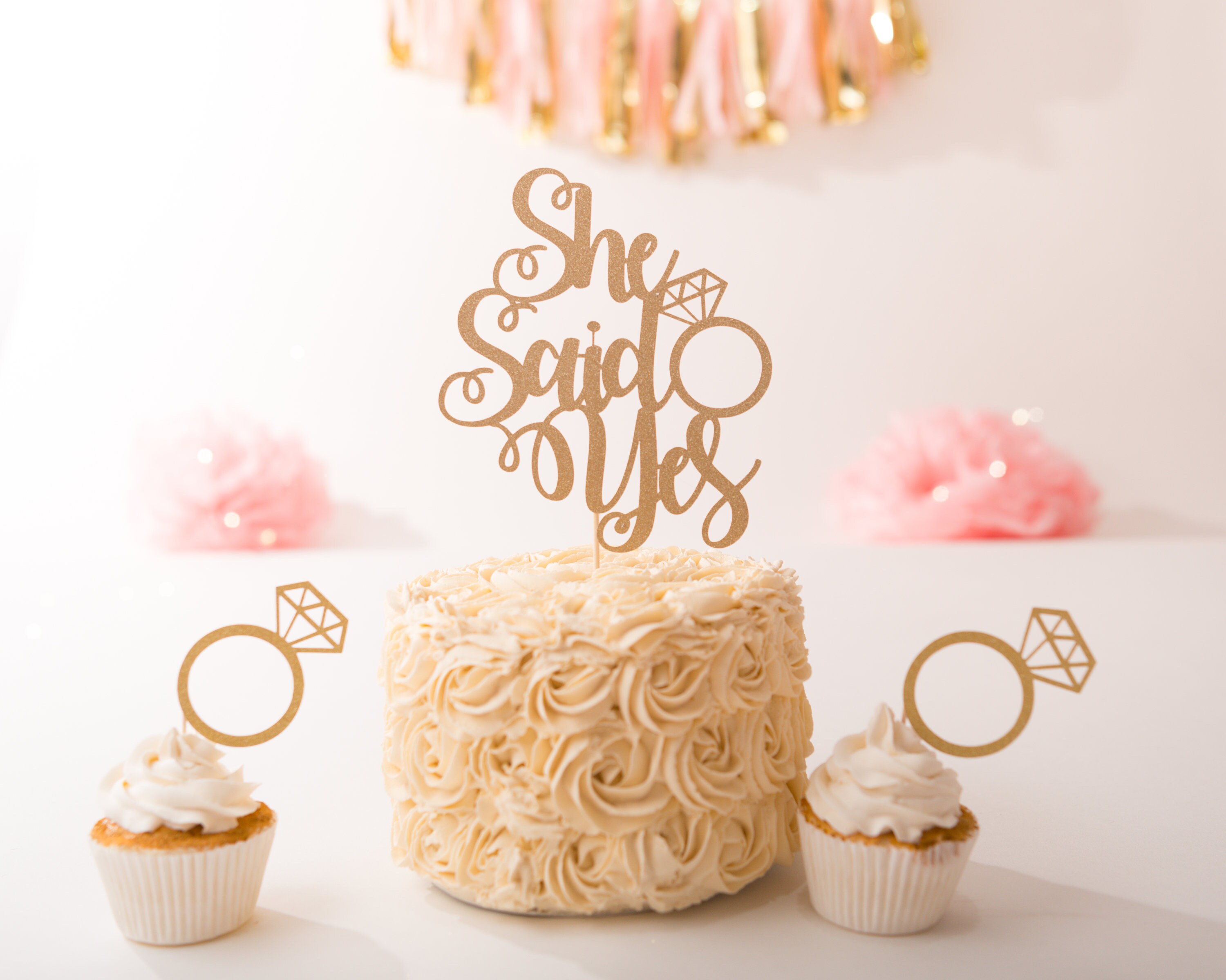 She Said Yes Cake Topper Hen Party Cake Topper Bridal Shower - Etsy