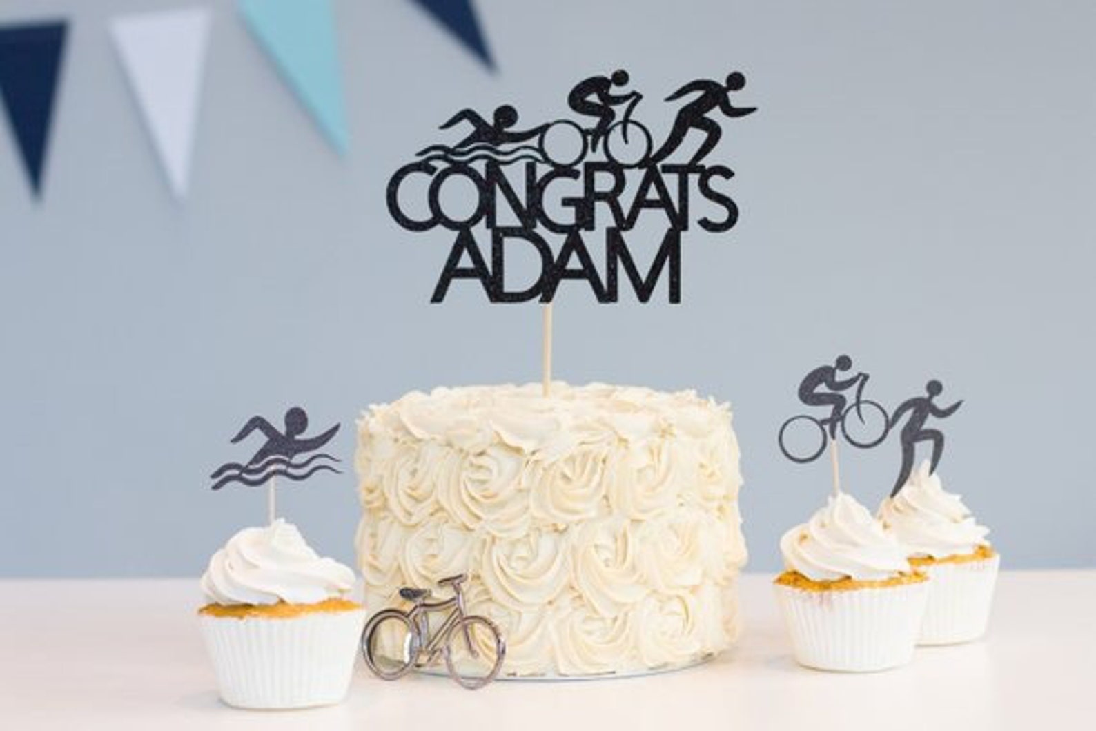 Triathlon Cupcake Toppers Triathlon Birthday Cake Decoration | Etsy UK