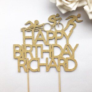 Triathlon Birthday Cake Topper Happy Birthday Cake Topper | Etsy