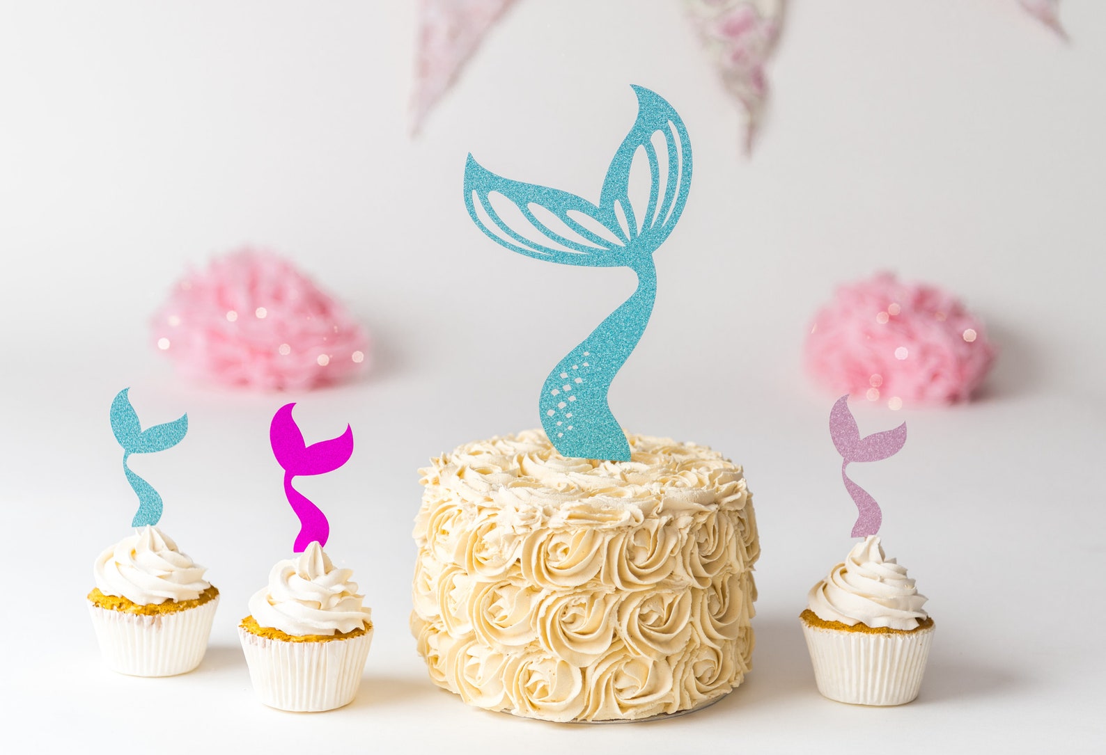 Mermaid Tail Cake Topper Mermaid Cake Topper Girls Birthday - Etsy