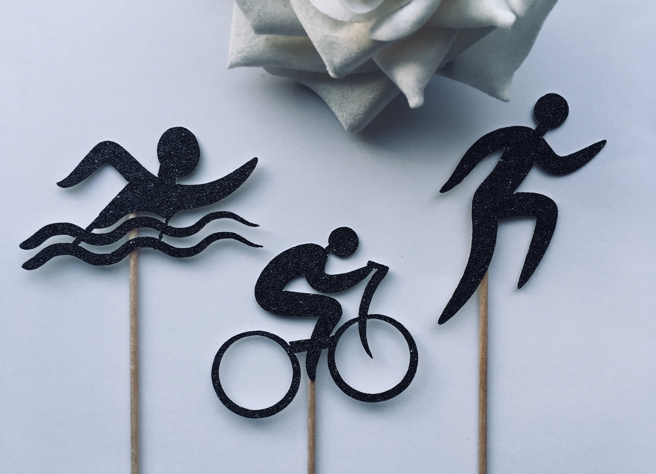 Triathlon Cupcake Toppers Triathlon Birthday Cake Decoration | Etsy UK