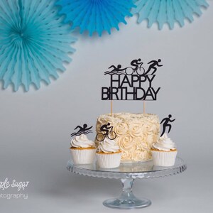 Triathlon Cupcake Toppers Triathlon Birthday Cake Decoration - Etsy UK