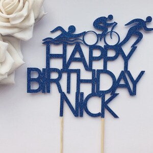 Triathlon Birthday Cake Topper Happy Birthday Cake Topper - Etsy