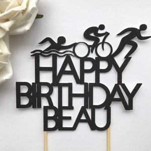 Triathlon Birthday Cake Topper Happy Birthday Cake Topper - Etsy