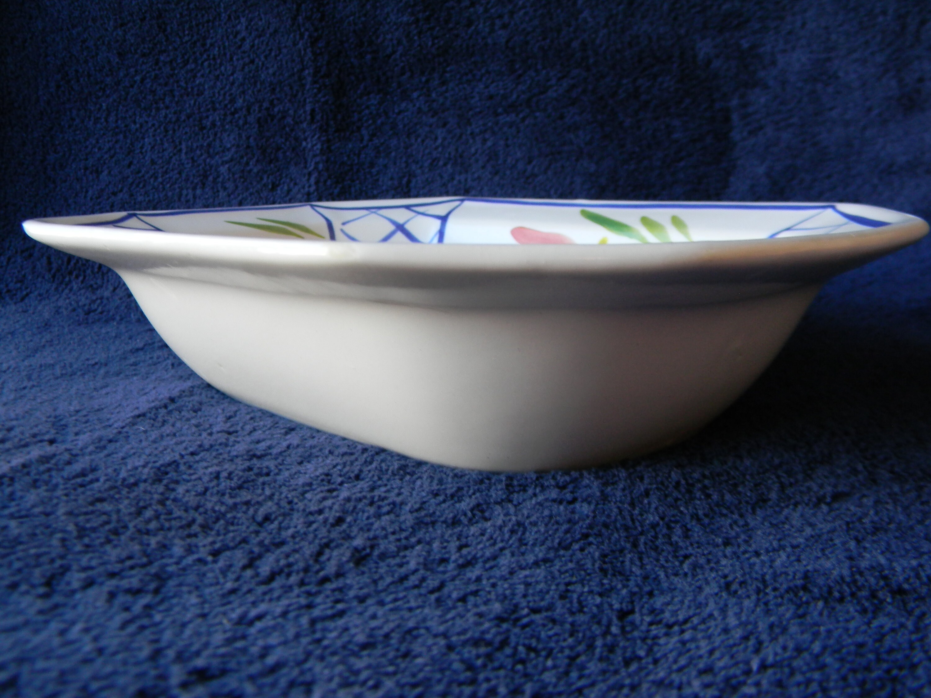 Bruce Stebner Hand Painted Folk Art Pottery 8-sided Rectangular Serving ...