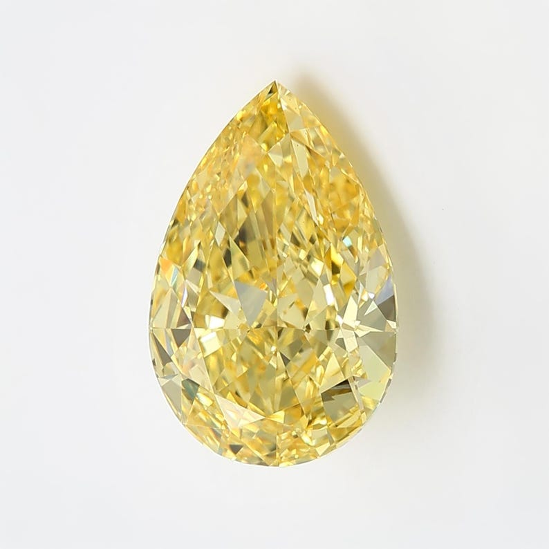 4ct Fancy Yellow Lab Diamond, Pear Cut Loose Unmounted Stone, VS2 IGI ...