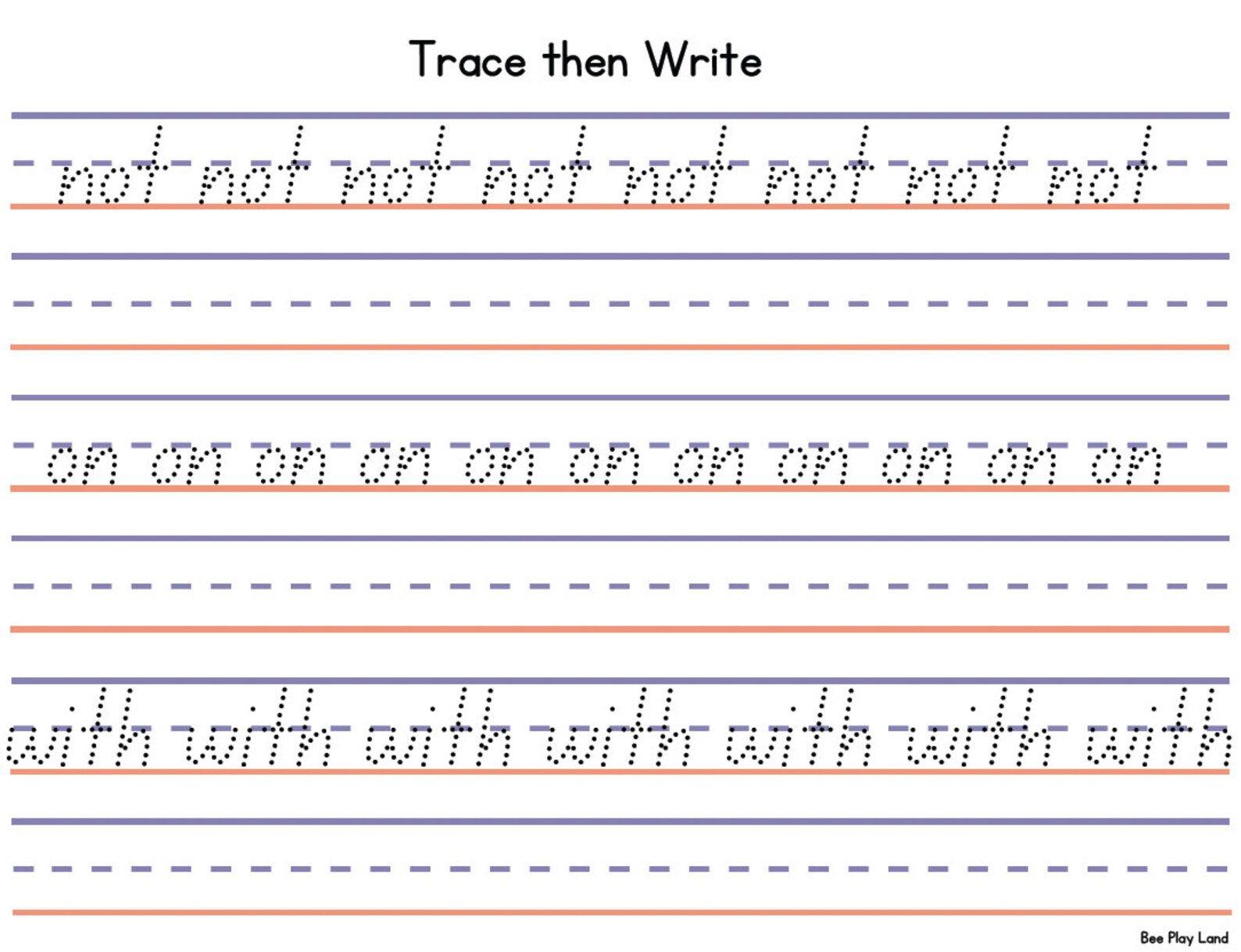 Top 100 Most Used Words Trace Then Write Kindergarten Preschool ...