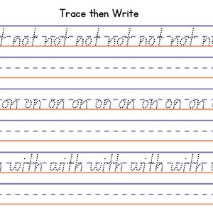 Top 100 Most Used Words Trace Then Write Kindergarten Preschool ...