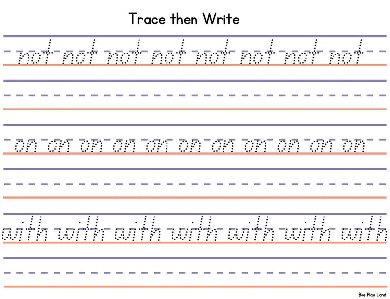 Top 100 Most Used Words Trace Then Write Kindergarten Preschool ...