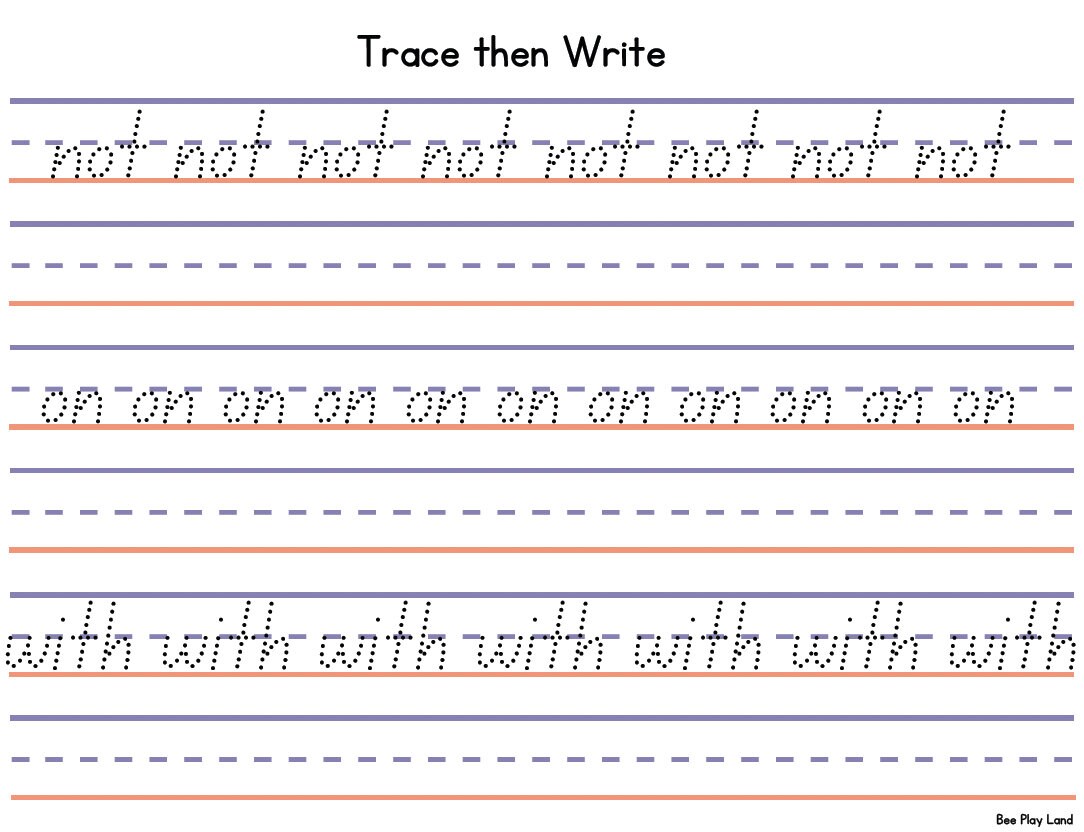 Top 100 Most Used Words Trace Then Write Kindergarten Preschool ...
