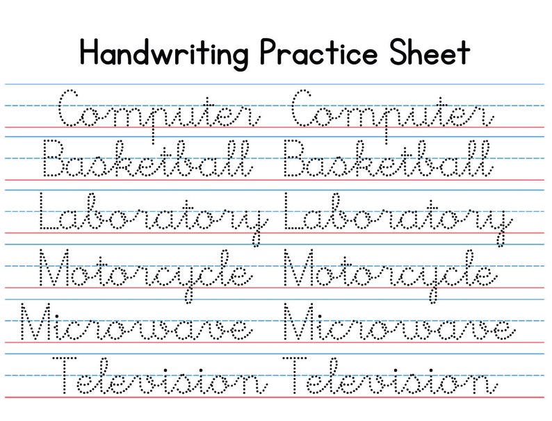 Trace Cursive Writing Practice Worksheets Tracing Printable Treacher ...
