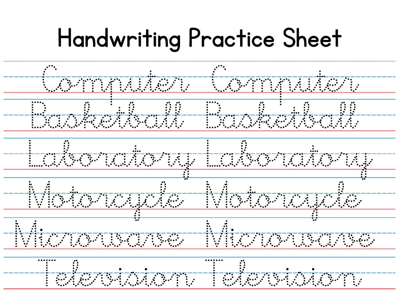 Trace Cursive Writing Practice Worksheets Tracing Printable Treacher ...