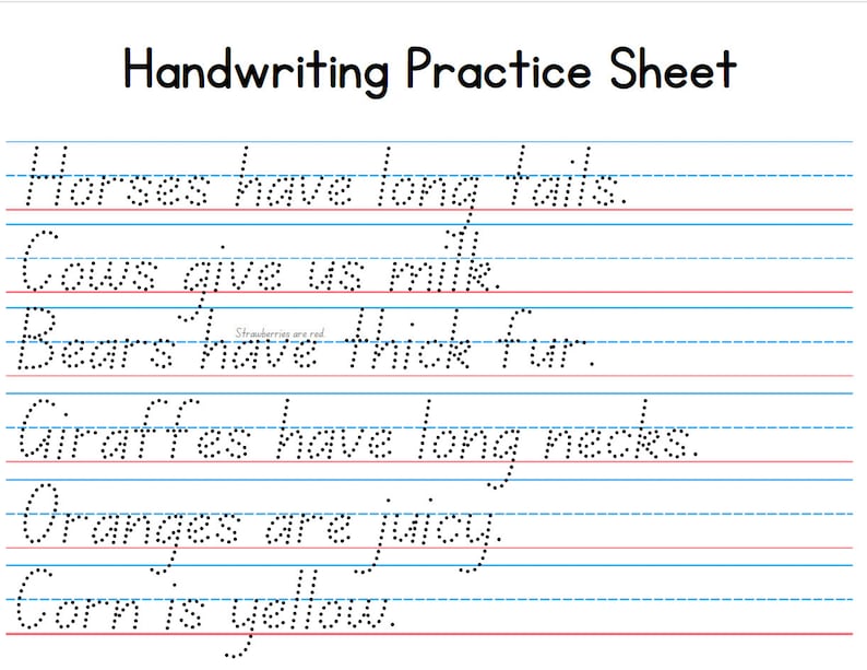 Handwriting Practice Worksheets: Sentences for 1st-3rd Grade (PDF ...