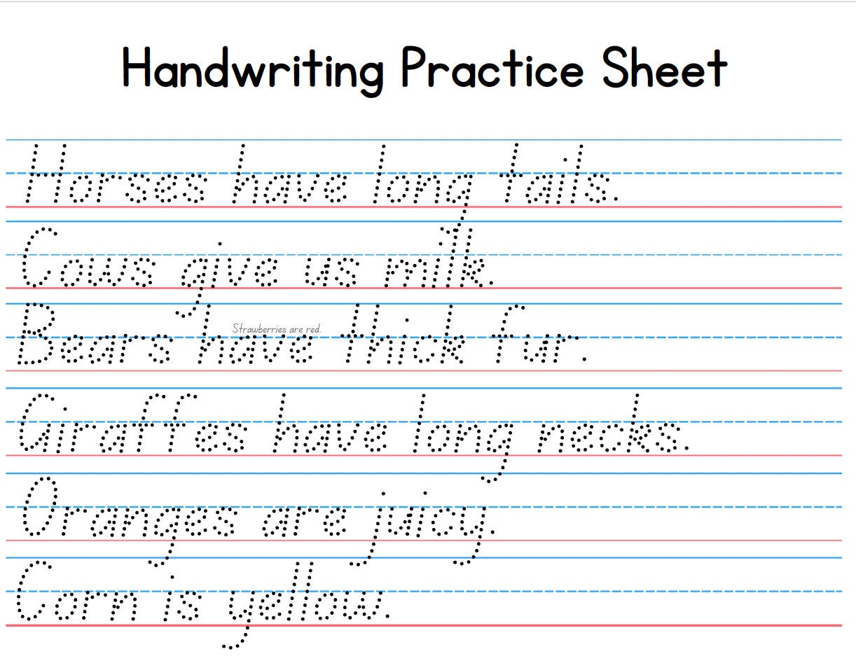 Handwriting Practice Worksheets: Sentences for 1st-3rd Grade (PDF ...