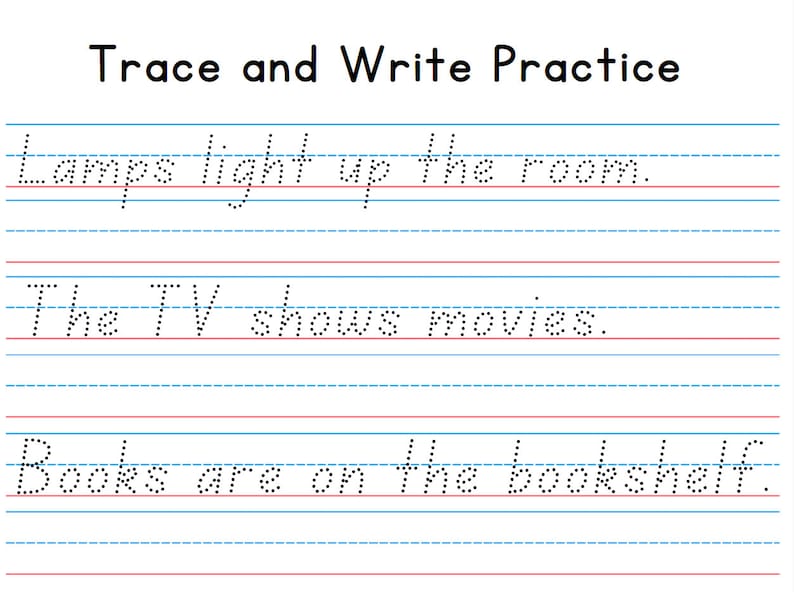 Trace Then Write Sentences Writing Practice Worksheets, Printable ...