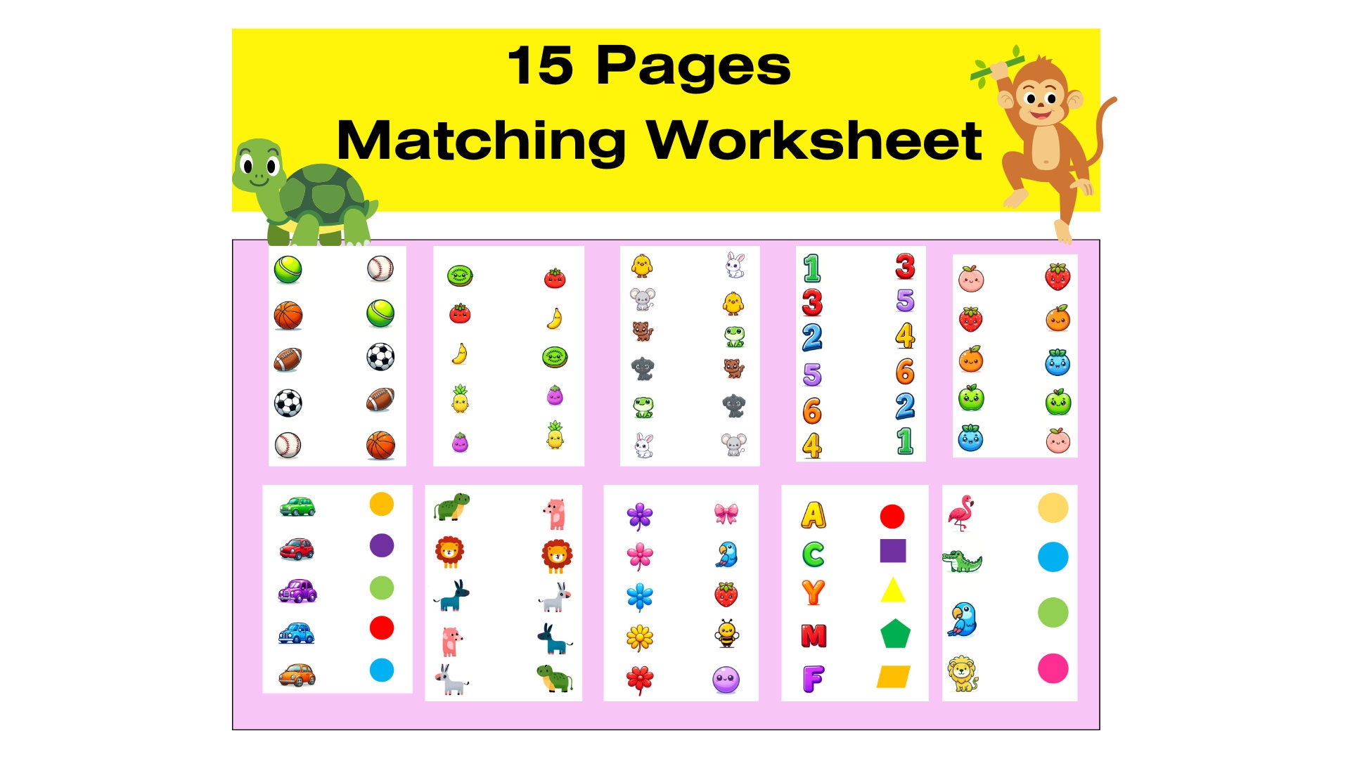 Matching Worksheet Activities for Toddlers, and Preschool Kids ...