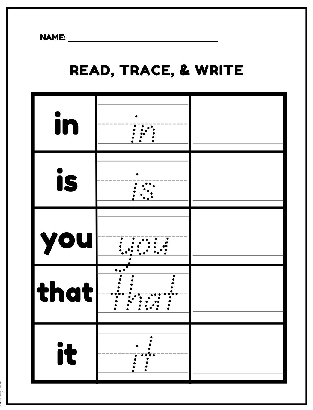 100 Sight Words Read Trace Write Fry 1st Hundred Word List Kindergarten ...