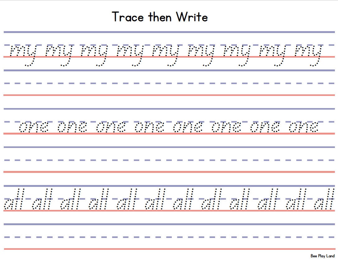 Top 100 Most Used Words Trace Then Write Kindergarten Preschool ...