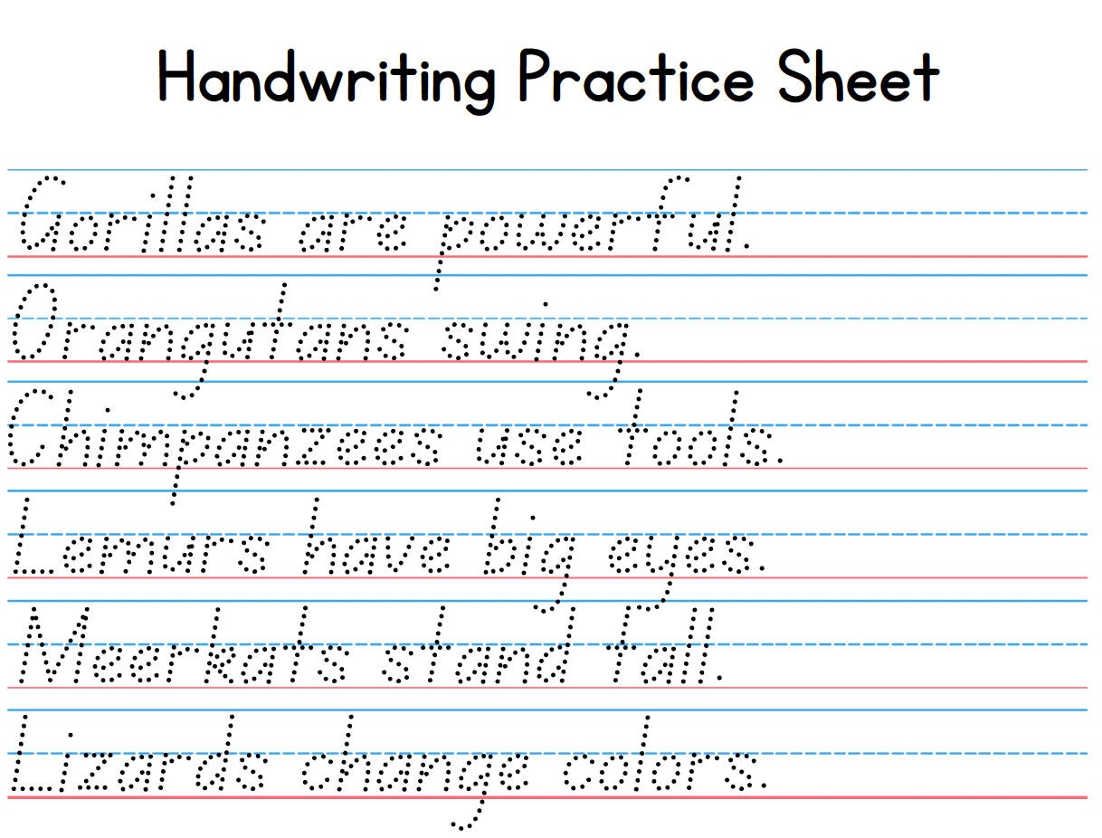 Handwriting Practice Worksheets: Sentences for 1st-3rd Grade (PDF ...
