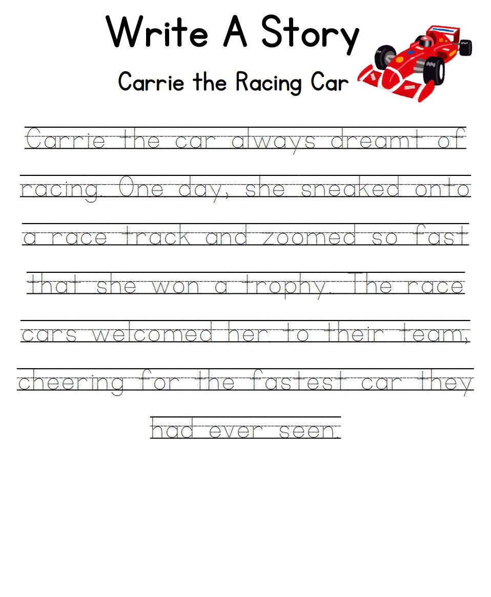 Trace Short Stories Worksheet: Handwriting Practice (PDF Download) - Etsy