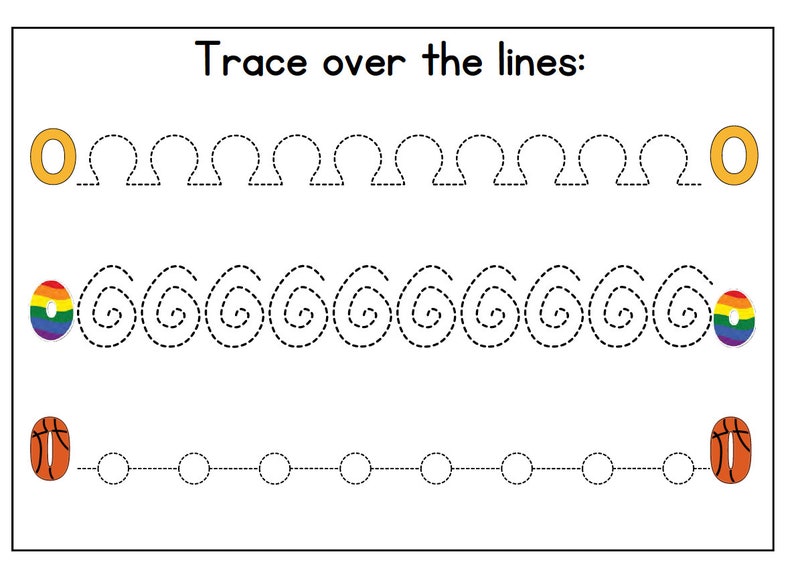 Trace Over the Lines Practice Worksheet Kindergarten Preschool, Pre-k ...