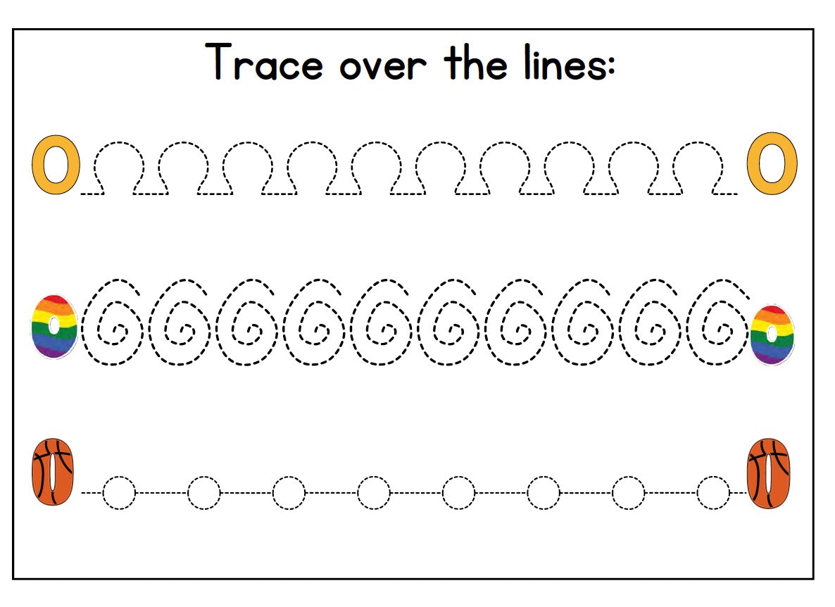 Trace Over the Lines Practice Worksheet Kindergarten Preschool, Pre-k ...