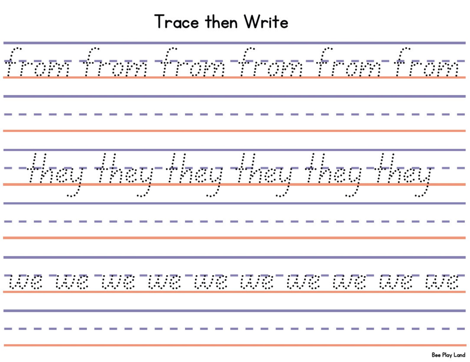Top 100 Most Used Words Trace Then Write Kindergarten Preschool ...