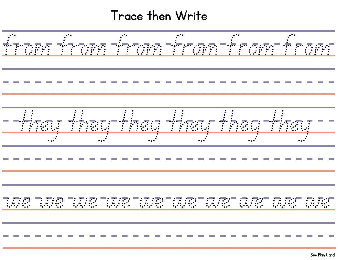 Top 100 Most Used Words Trace Then Write Kindergarten Preschool ...
