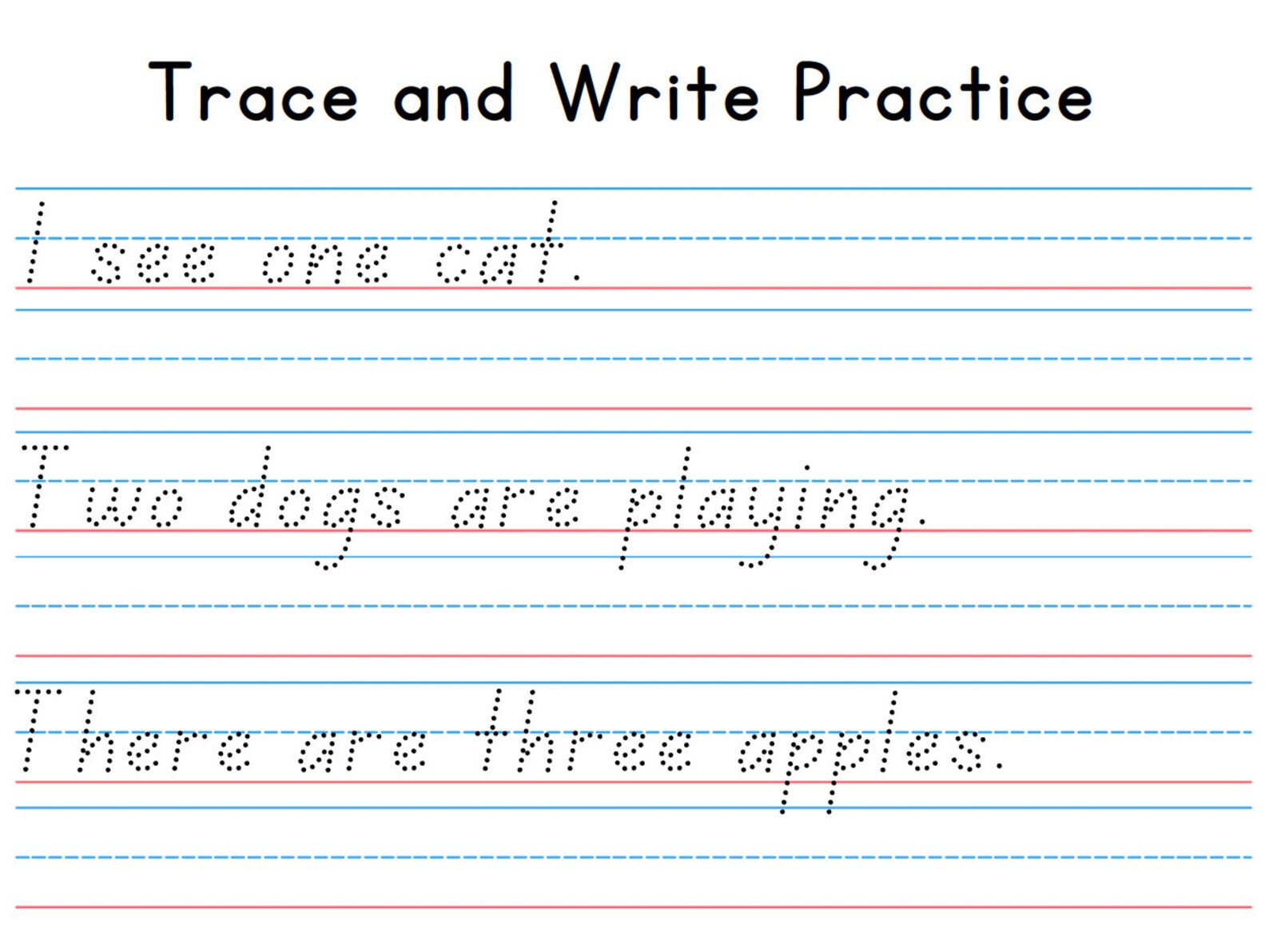 Trace Then Write Sentences Writing Practice Worksheets, Printable ...
