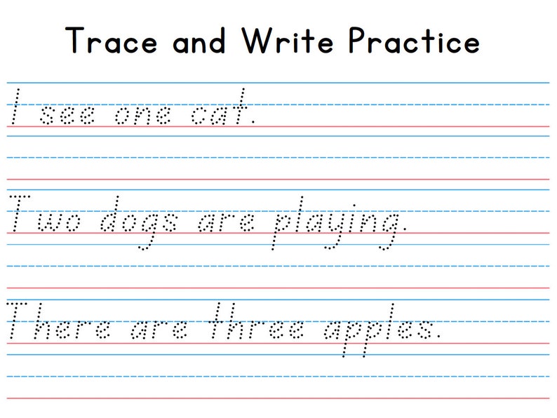 Trace Then Write Sentences Writing Practice Worksheets, Printable ...