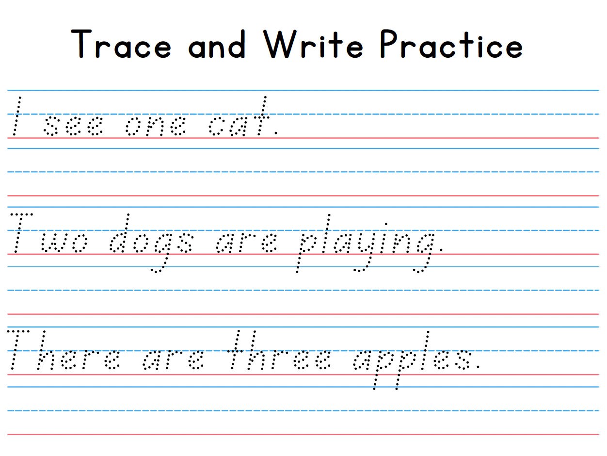Trace Then Write Sentences Writing Practice Worksheets, Printable ...