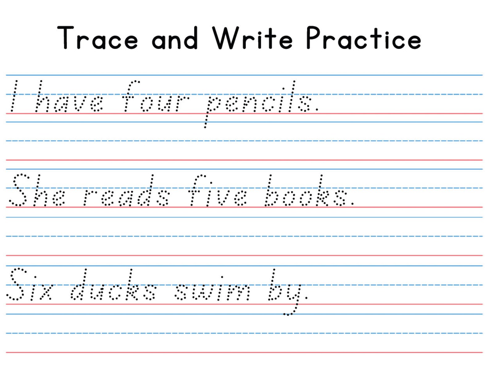 Trace Then Write Sentences Writing Practice Worksheets, Printable ...