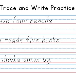 Trace Then Write Sentences Writing Practice Worksheets, Printable ...