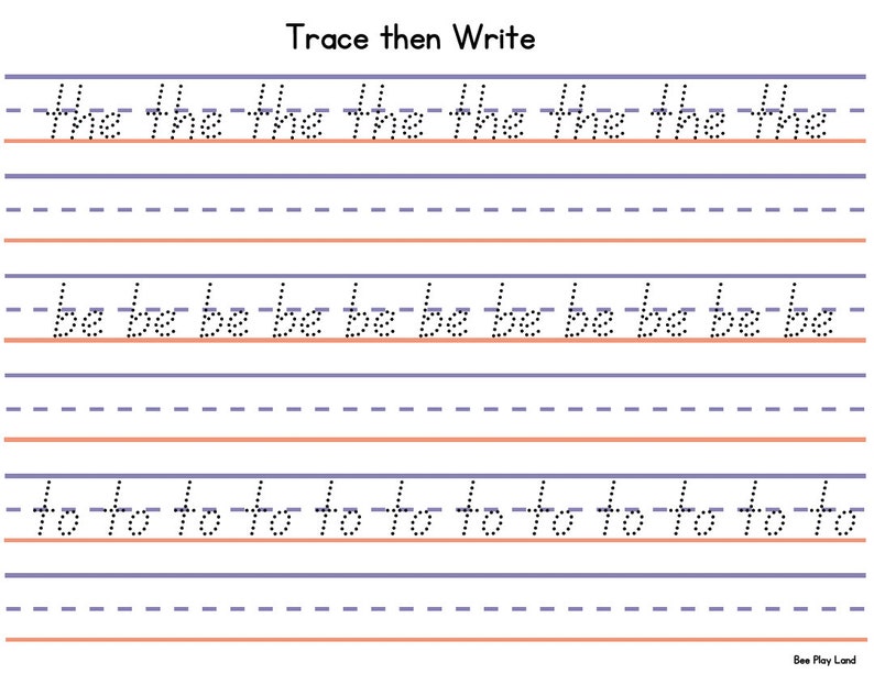 Top 100 Most Used Words Trace Then Write Kindergarten Preschool ...