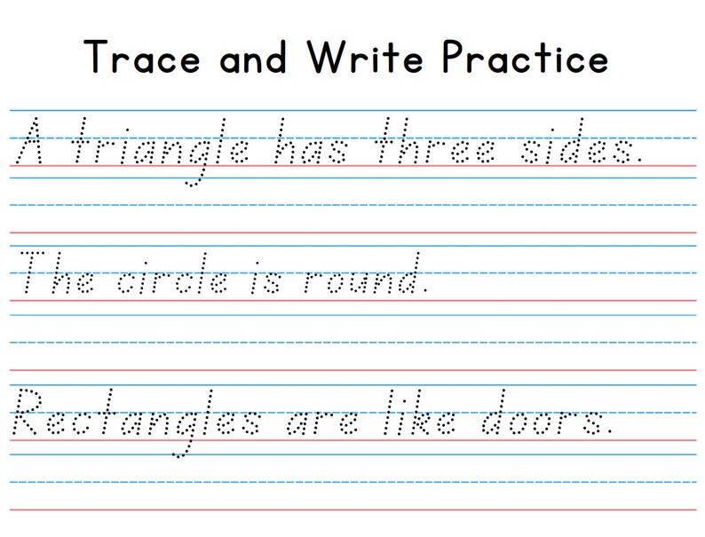 Trace Then Write Sentences Writing Practice Worksheets, Printable ...
