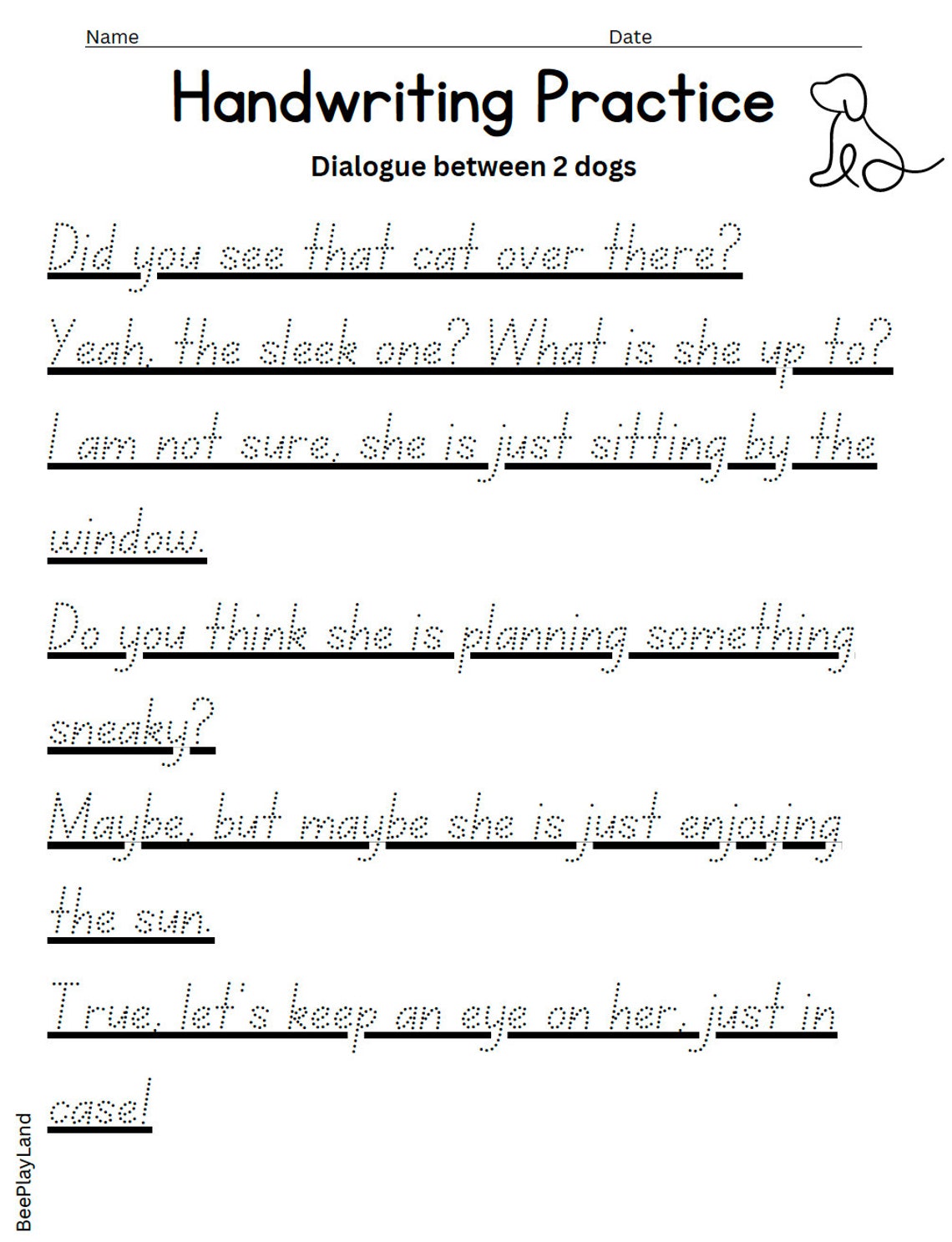 Trace Short Dialogues Writing Practice Worksheet Activities ...
