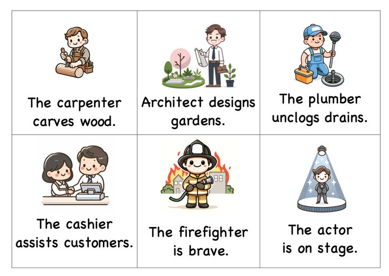 60 Flashcards Professions Community Helpers Occupation Kindergarten ...