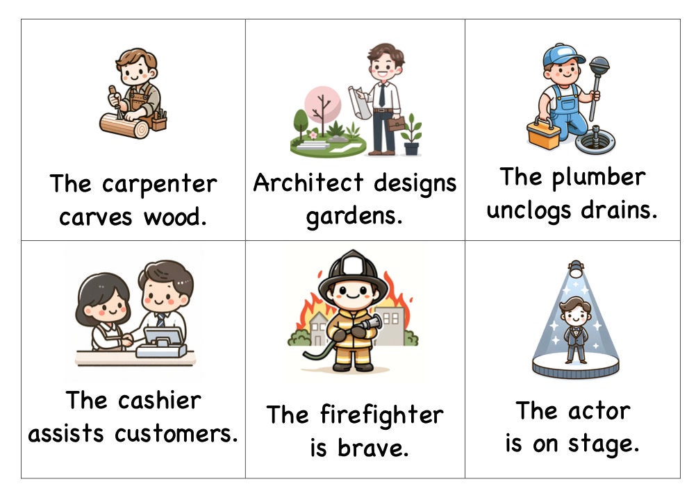 60 Flashcards Professions Community Helpers Occupation Kindergarten ...