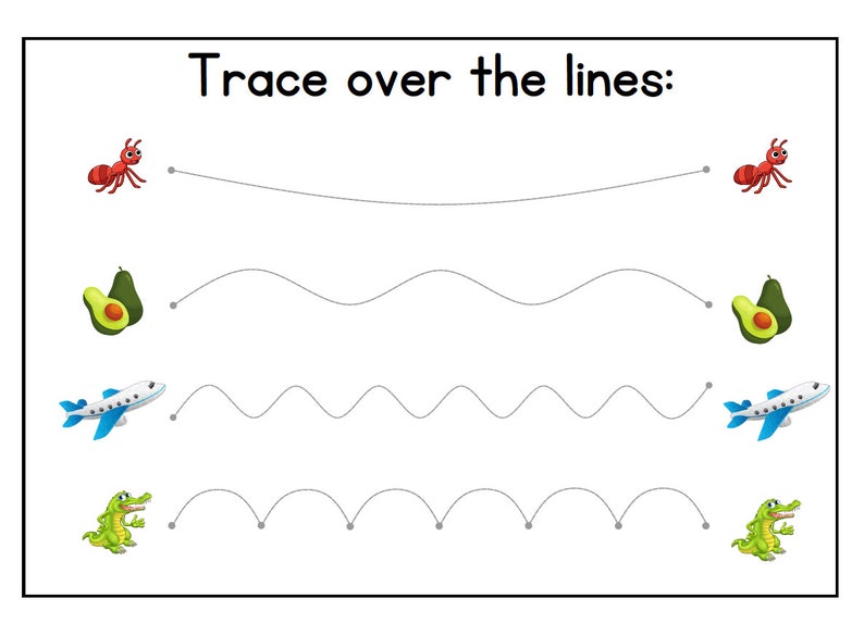 Trace Over the Lines Practice Worksheet Kindergarten Preschool, Pre-k ...