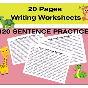 120 Trace Sentence About Animals Practice Worksheets, Printable Writing ...
