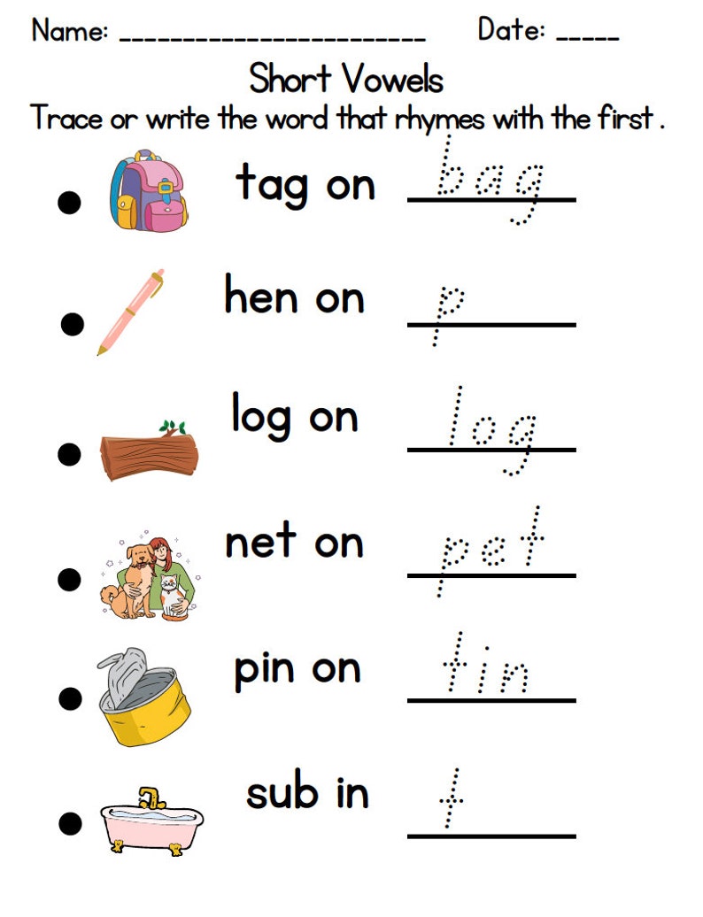 Vowels Practice Worksheet Writing and Reading Kindergarten, Pre-k ...