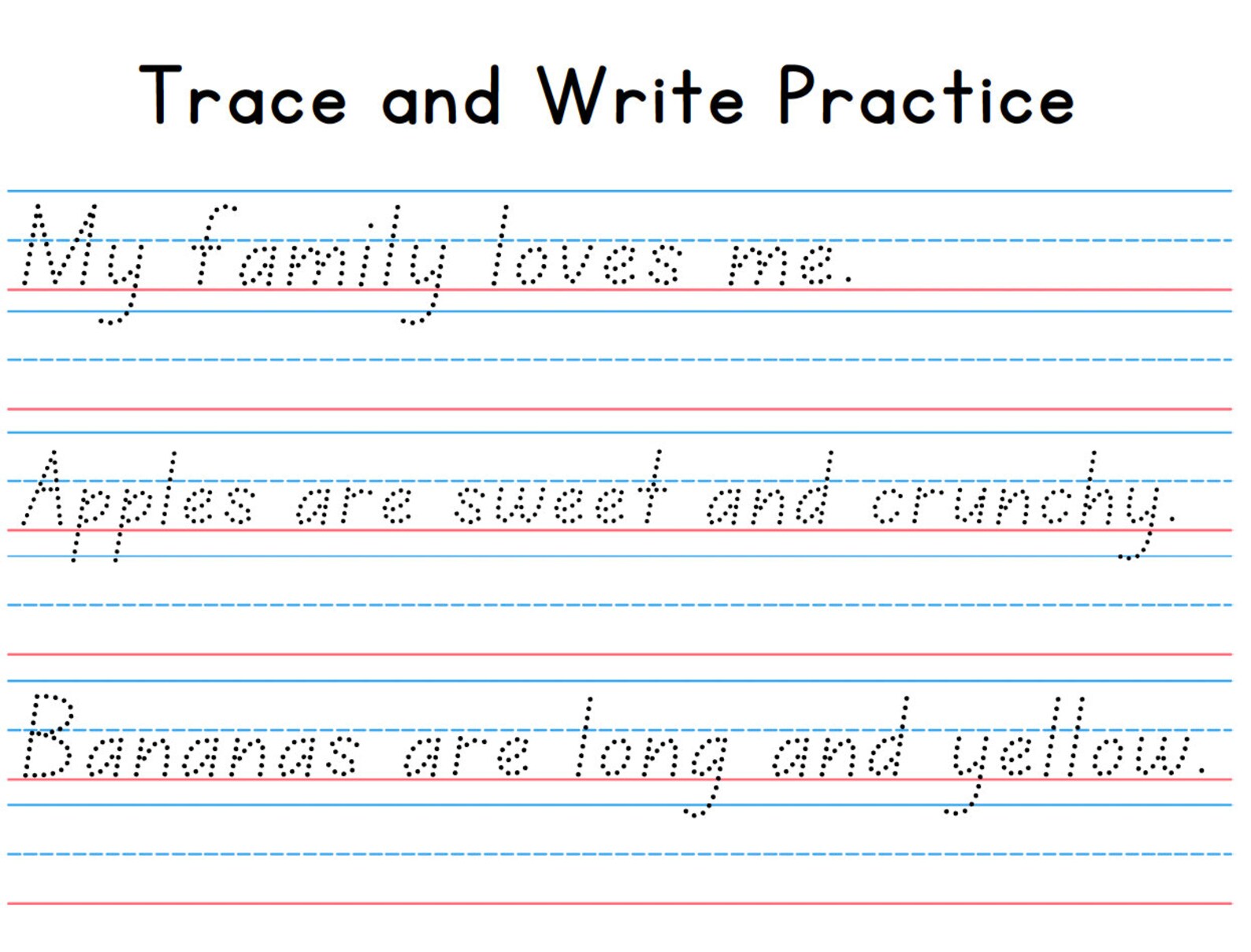 Trace Then Write Sentences Writing Practice Worksheets, Printable ...