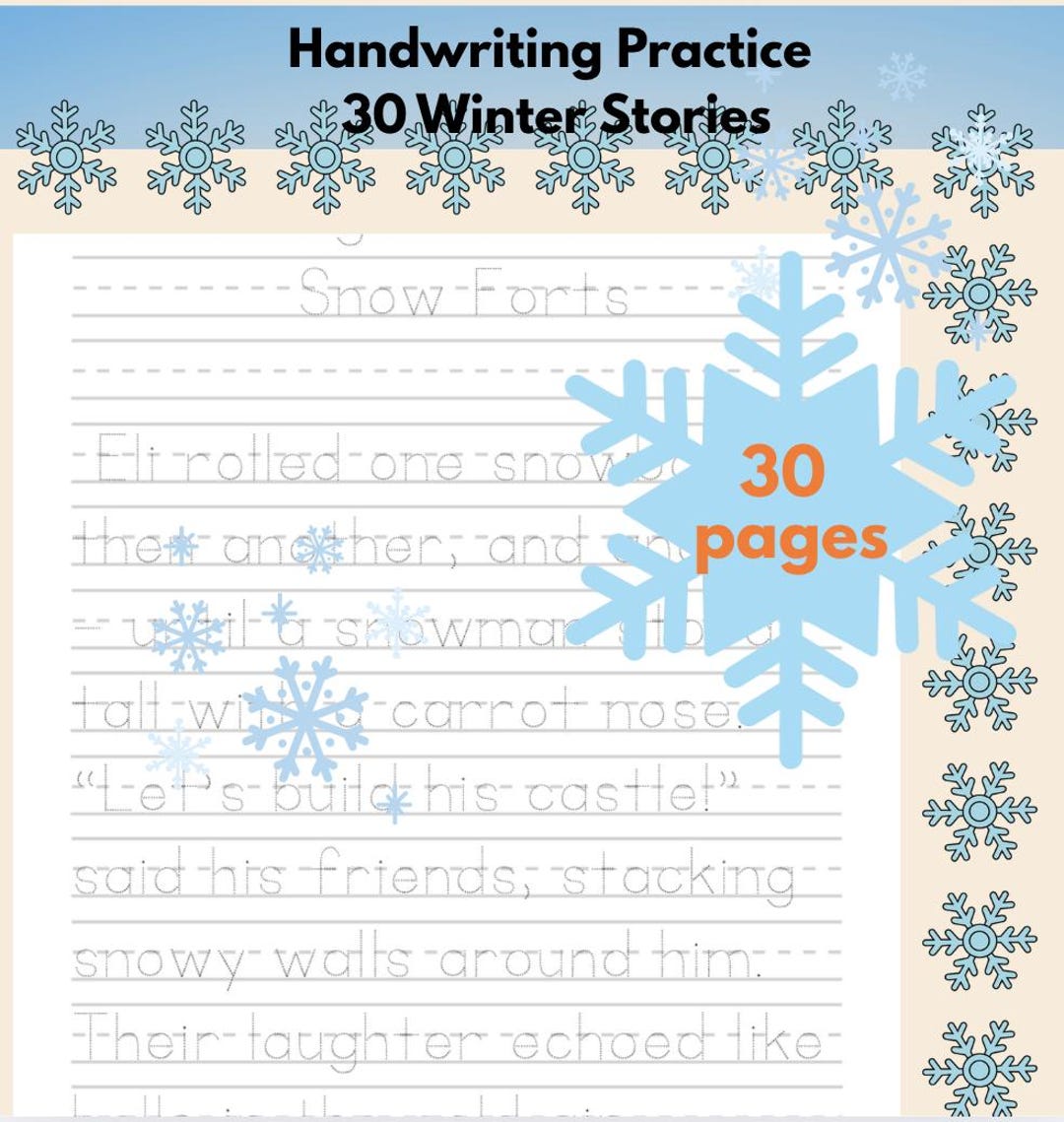 Handwriting Christmas Practice 30 Stories to Trace Worksheets - Etsy