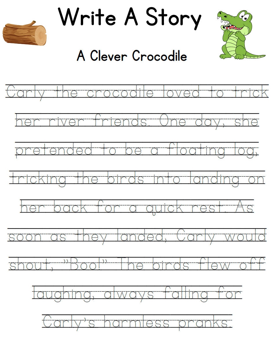 Trace Short Stories Worksheet: Handwriting Practice (PDF Download) - Etsy