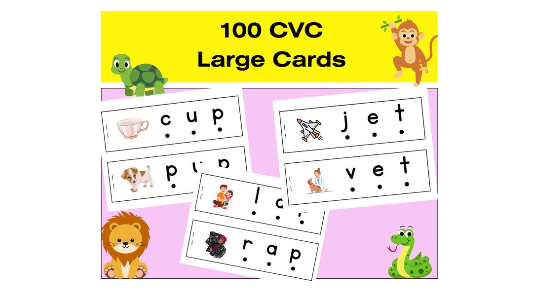 CVC Word Cards: Kindergarten Reading & Writing (digital Download) - Etsy