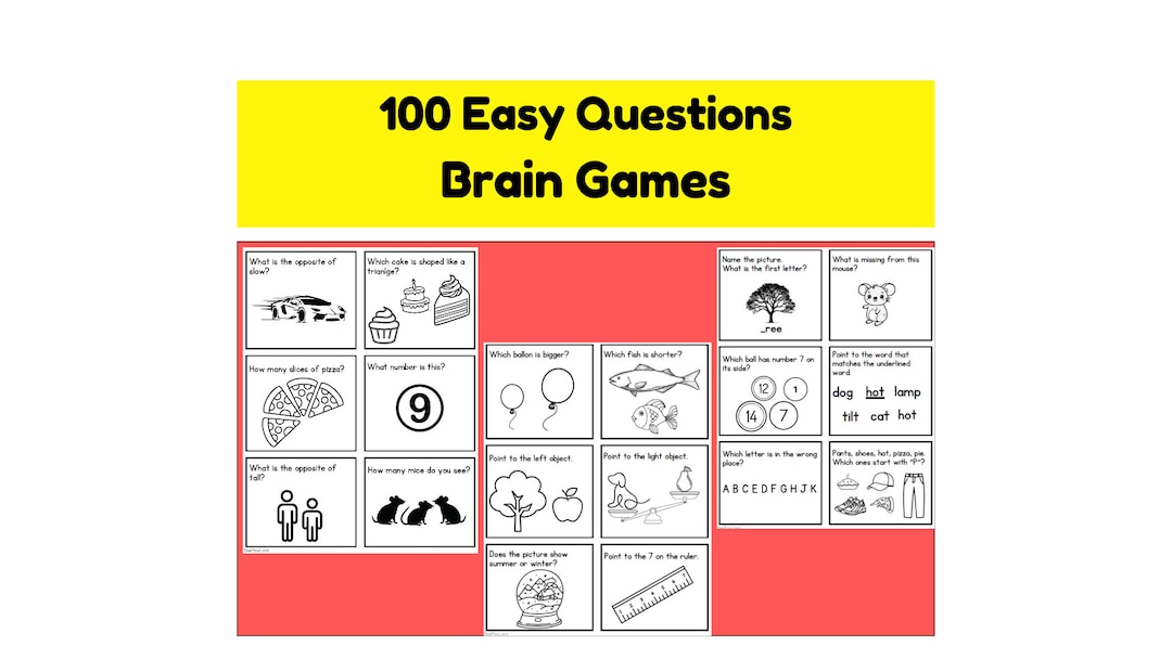 100 Easy Brain Games: All Ages Activity (PDF) - Etsy
