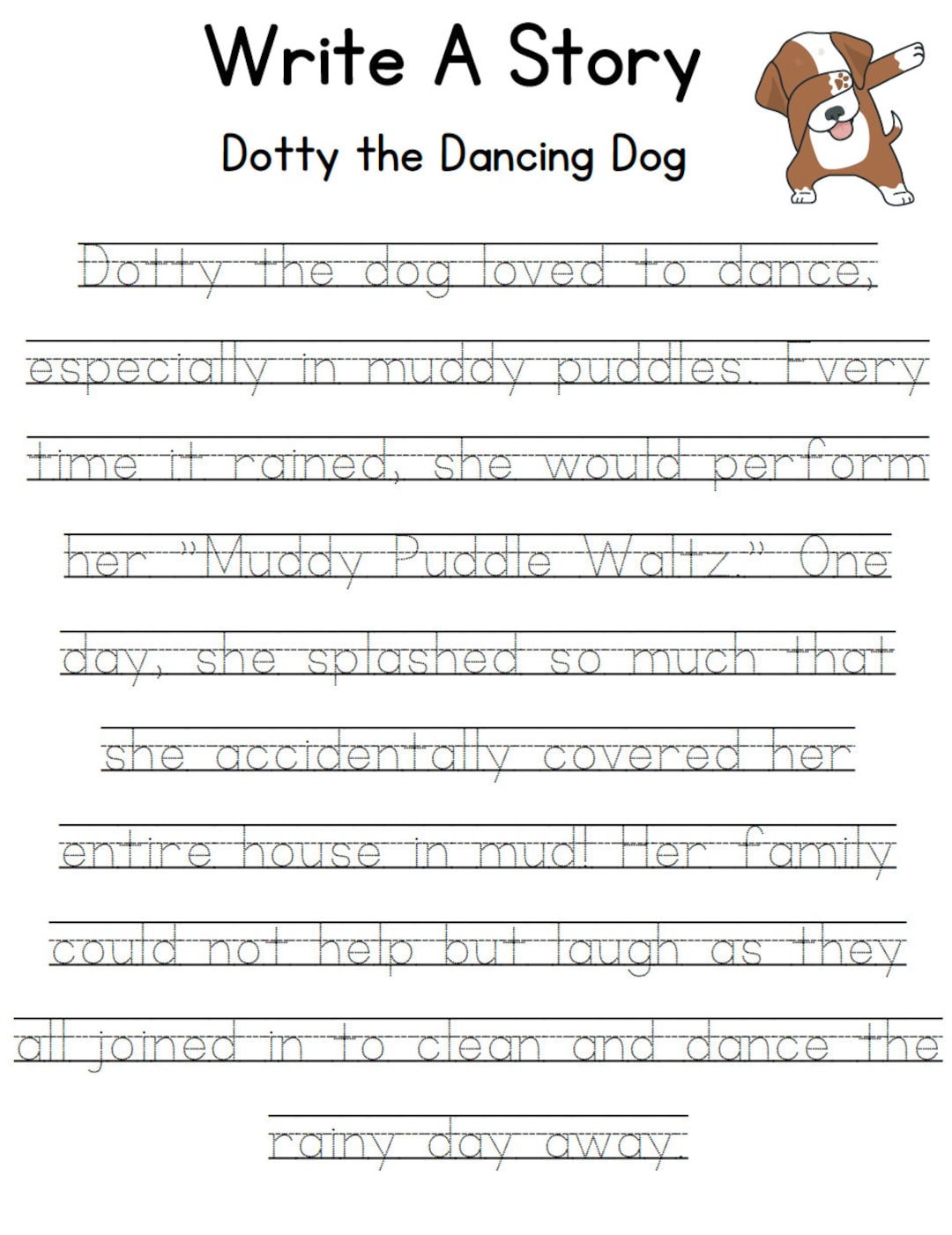 Trace Short Stories Worksheet: Handwriting Practice (PDF Download) - Etsy