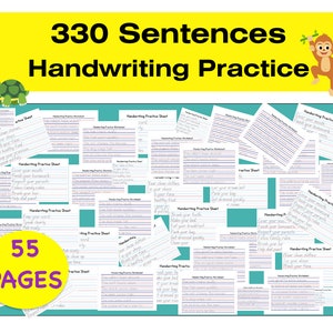 Handwriting Practice Sentences Animals, Routine and Manners Trace ...