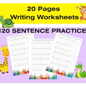 Sentence Tracing Worksheets: Kindergarten & Preschool Activity (PDF) - Etsy